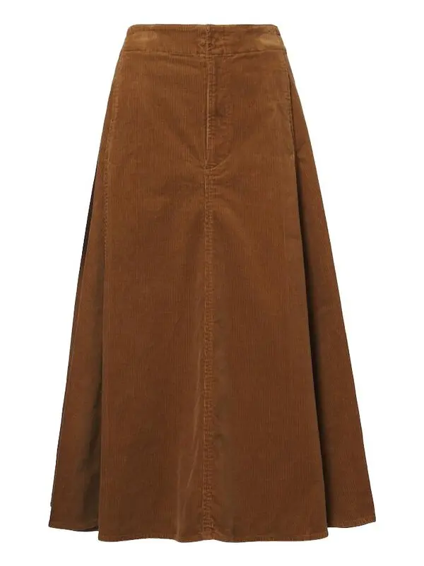 Polo Ralph Lauren Cotton Corduroy Midi Skirt - Brown