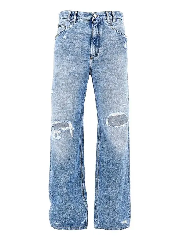 Dolce & Gabbana Distressed Denim Over Pants - Blue