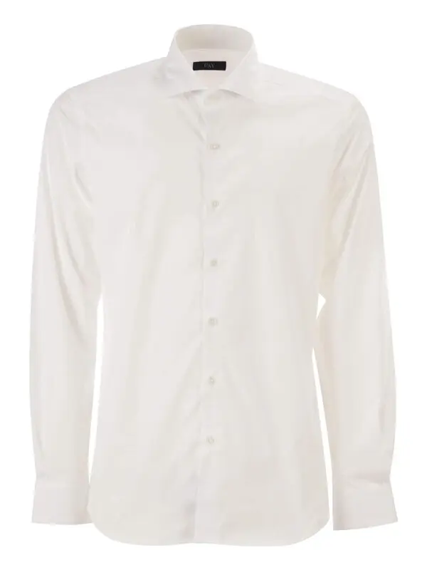 FAY Regular Fit Shirt In Stretch Poplin - White