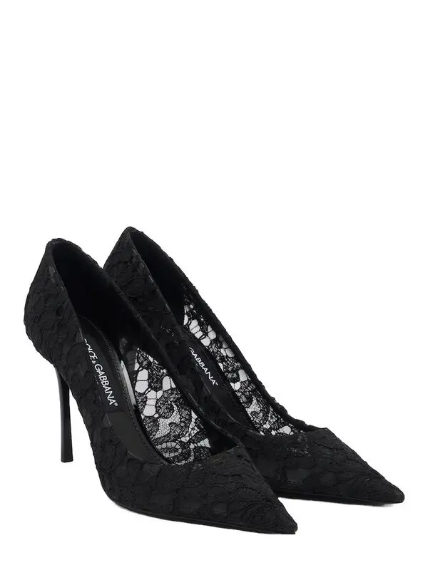 Dolce & Gabbana Leather-trimmed Lace Pumps - Black