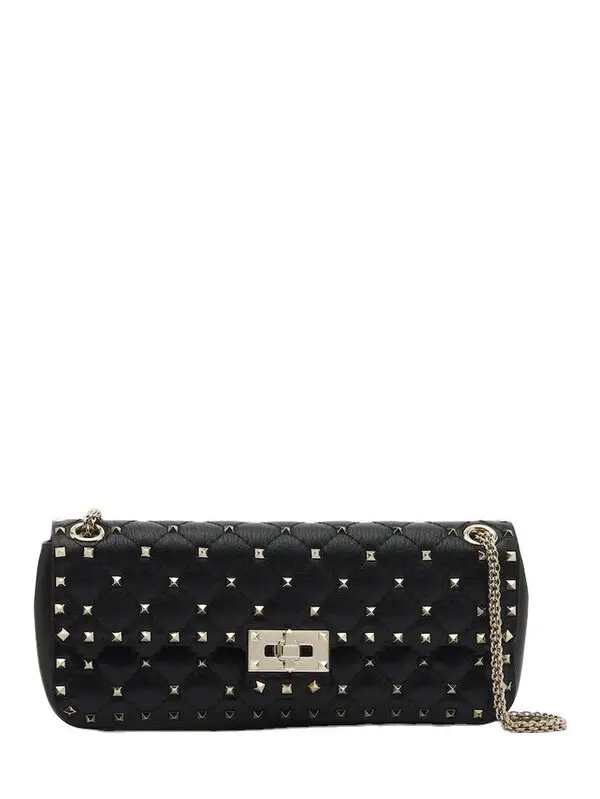 Valentino Garavani Rockstud Spike Medium Leather Shoulder Bag - Black