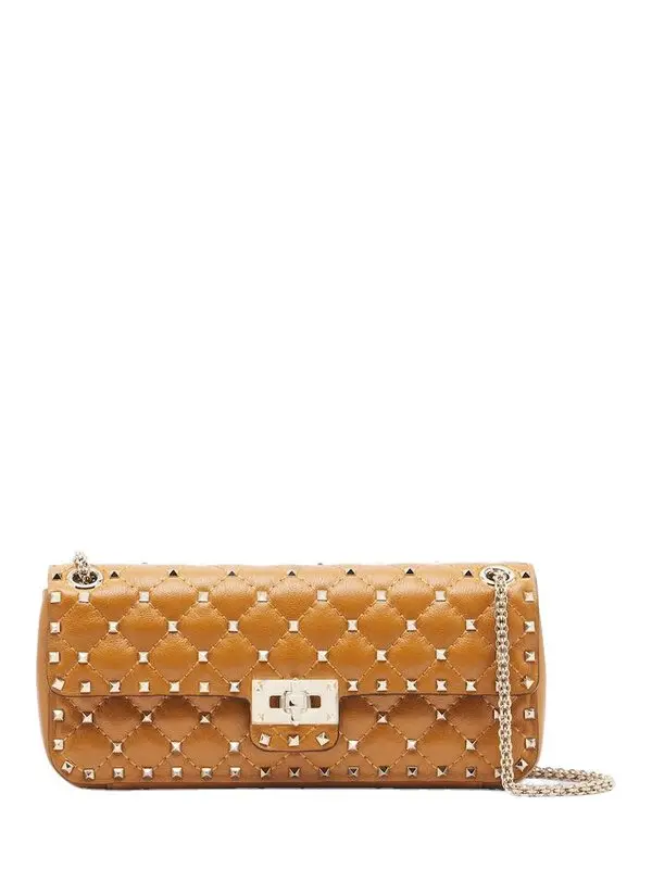 Valentino Garavani Rockstud Spike Medium Leather Shoulder Bag - Orange