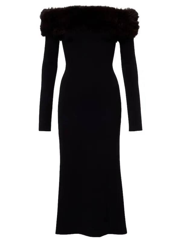 David Koma Off-shoulder Midi Dress - Black