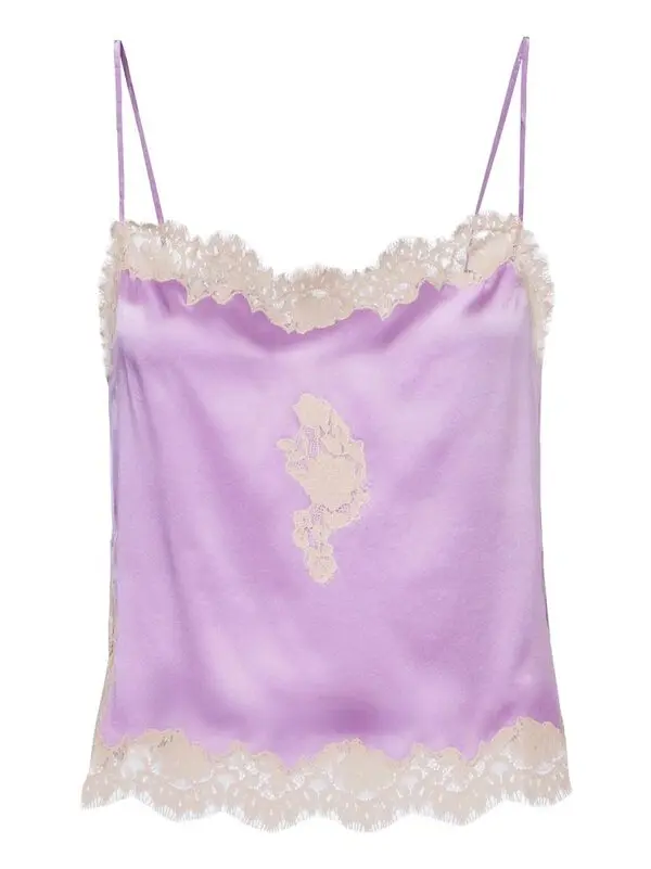 DÔEN Avelaine Lace-trimmed Silk Satin Camisole - Purple