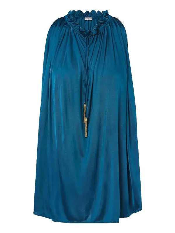 Balmain Draped Jersey Top - Blue