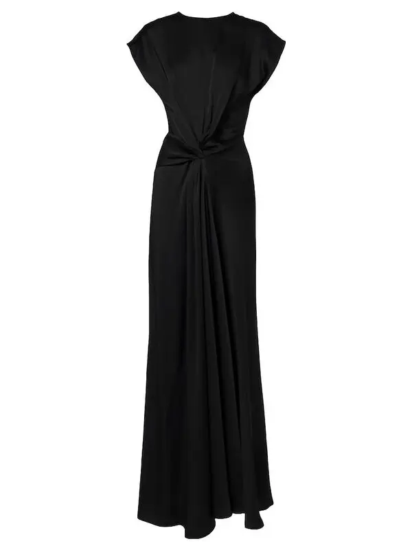 Victoria Beckham Aria Draped Satin Gown - Black