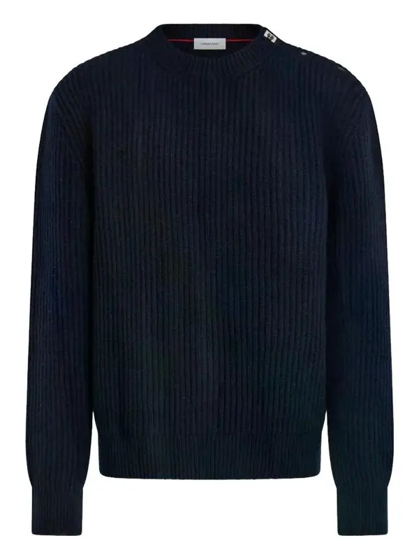 FERRAGAMO Hug Buckle Detail Sweater - Blue