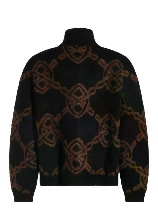 DAILY PAPER Shield Monogram-pattern Zip-up Sweater - Black