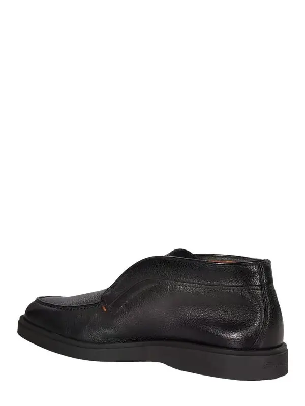Santoni Ikki Grained-leather Slip-on Loafers - Black