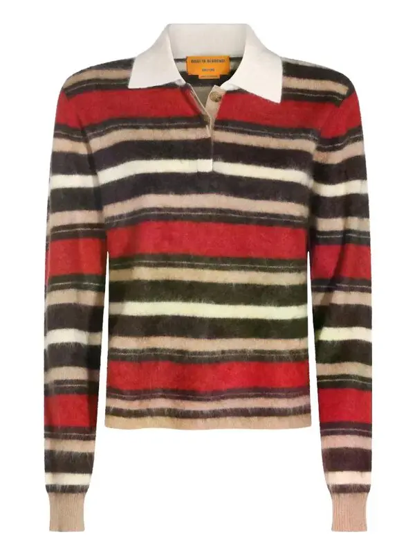 Guest In Residence Grizzly Cropped Rugby Striped Cashmere Polo Shirt - Brown