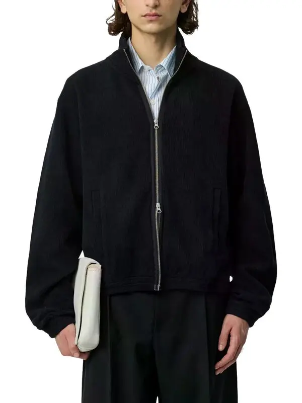 MFPEN Ribbed-knit Zip-up Sweater - Black