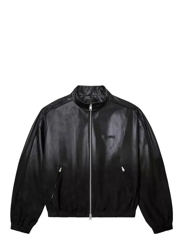 PURPLE BRAND Leather Bomber Jacket - Black