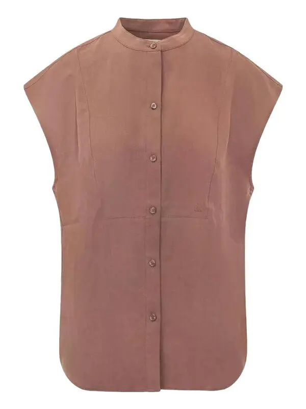Calvin Klein Sleeveless Band-collar Shirt - Brown