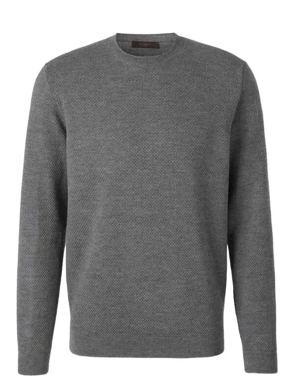 ZANONE Waffle-knit Crew-neck Sweater - Grey