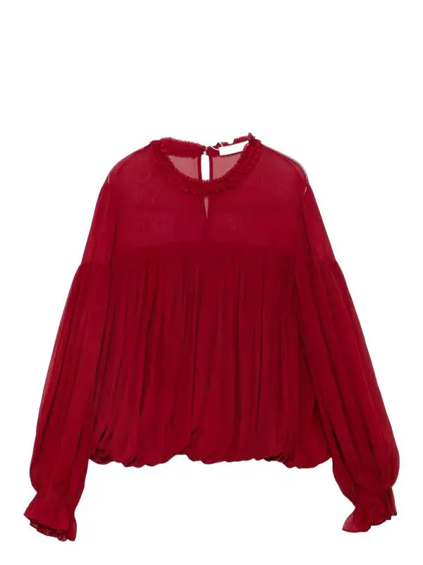 Ulla Johnson Pearl Ruffled Silk Blouse - Red