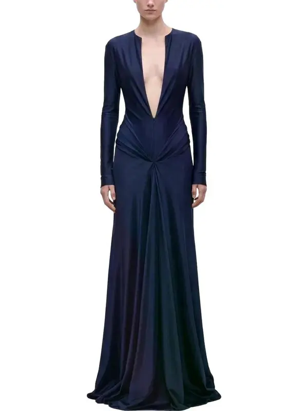 Victoria Beckham Aida Twisted-detail Maxi Gown - Blue