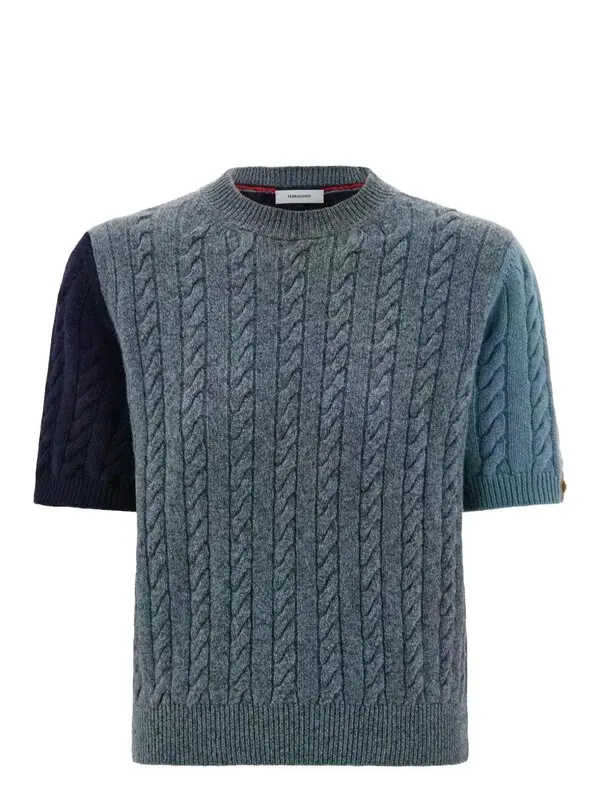 FERRAGAMO Short Sleeve Gancio Detail Top - Grey