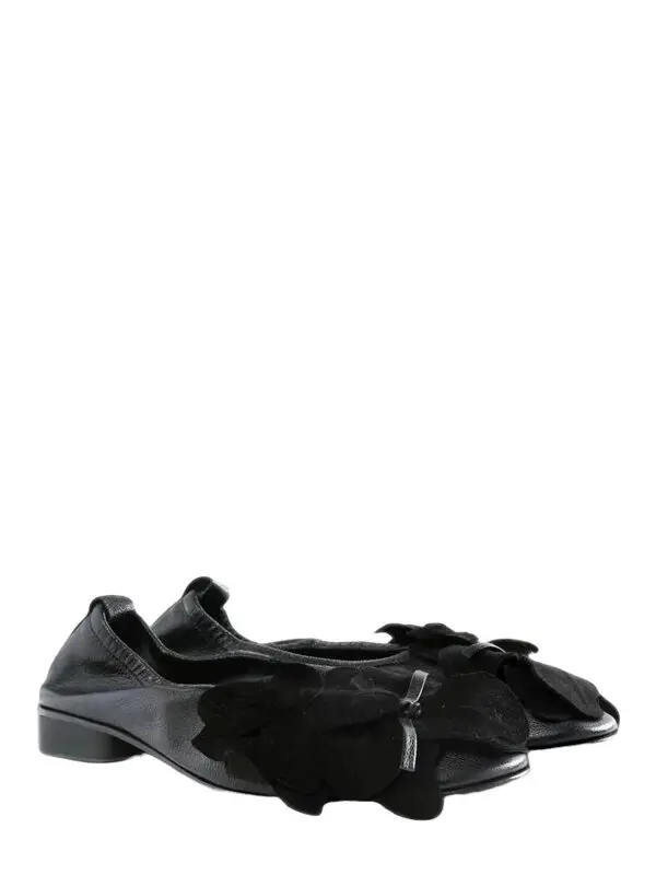 Hereu Floral-applique Ballet Flats - Black