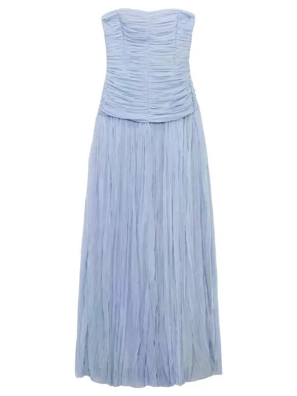 Simkhai Danielle Crinkle-jersey Bustier Maxi Gown Dress - Blue