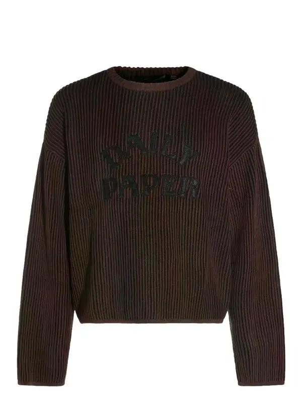 DAILY PAPER Mole Dias Logo-patch Ribbed-knit Sweater - Brown