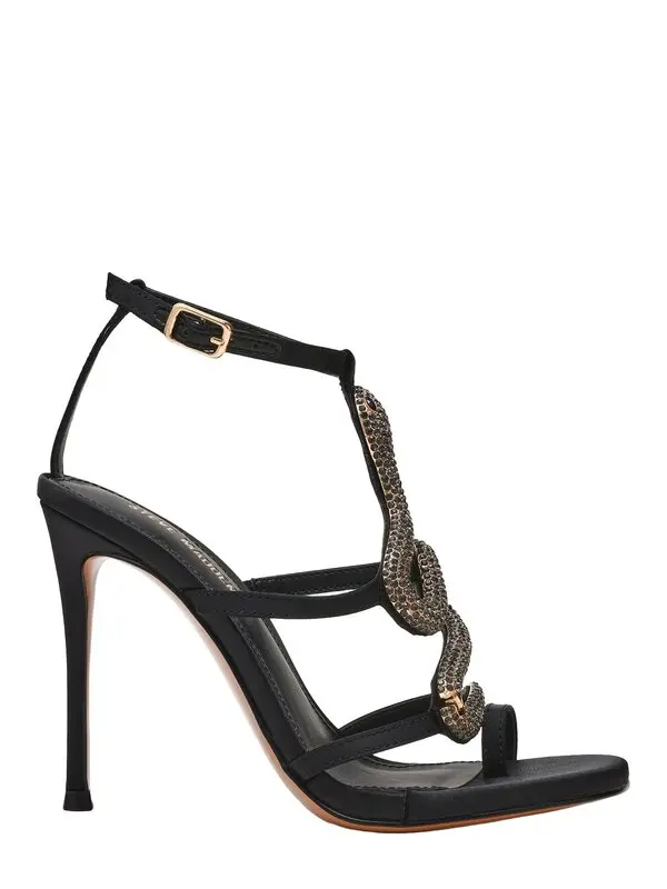 Steve Madden Python Strappy Heels - Black