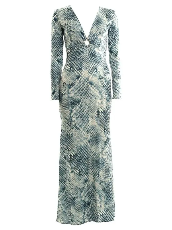 CHIARELLA Blue / White Diva Maxi Dress – Blue Snake Print - Blue/white