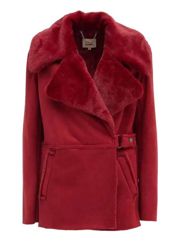 JULIA ALLERT Double Faced Shearling Coat - Red