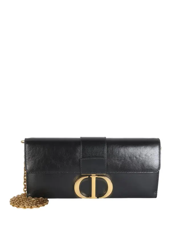 Dior Calfskin Leather Montaigne 30 Chain Clutch - Black