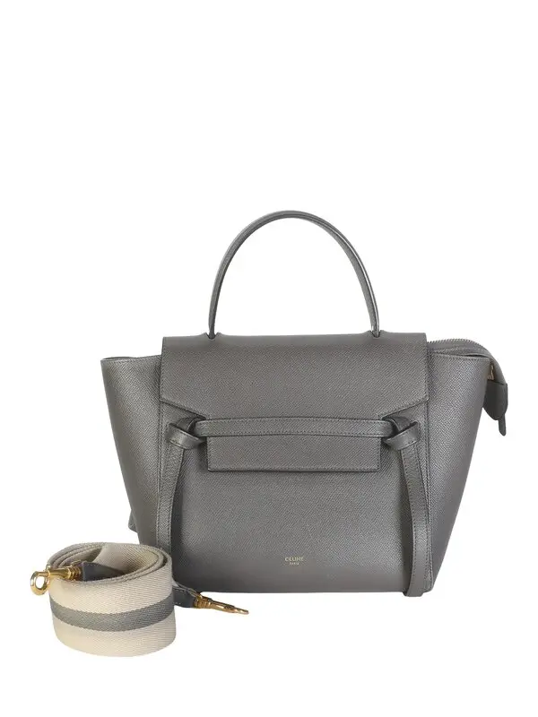 Celine Grey Grained Calfskin Micro Belt Bag - Gray
