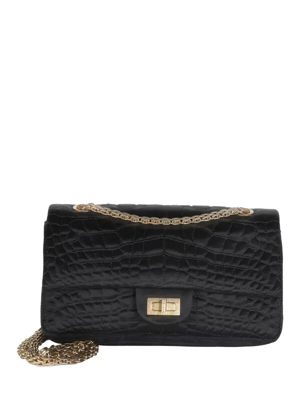 Chanel Croc Satin Reissue 225 Flap Bag - Black