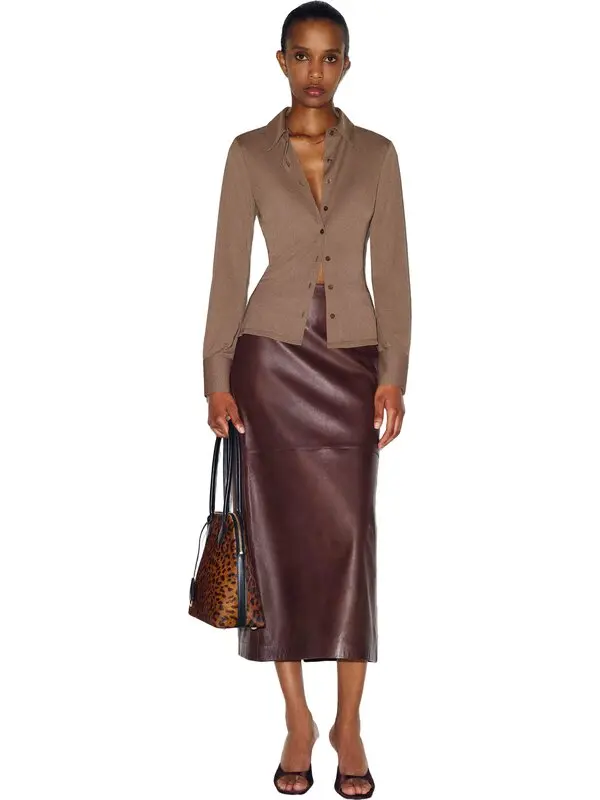 REFORMATION Leven Knit Top - Brown