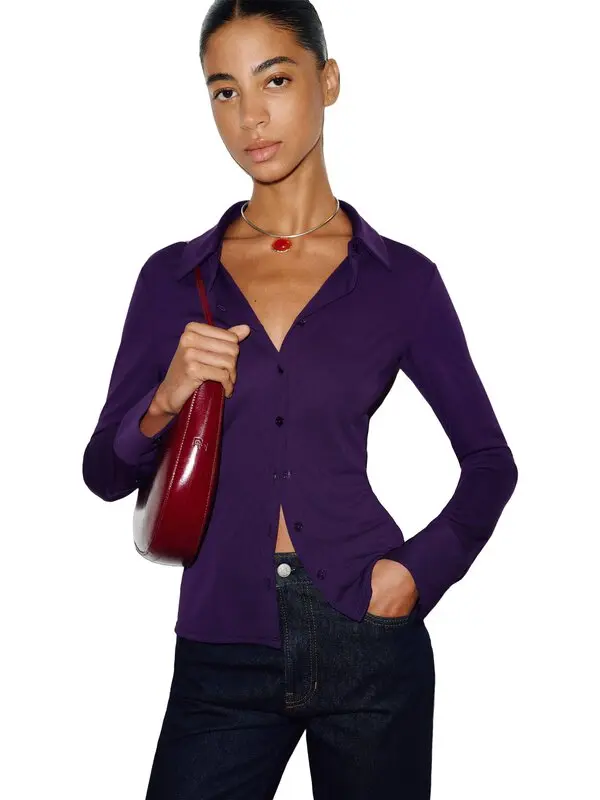 REFORMATION Leven Knit Top - Purple