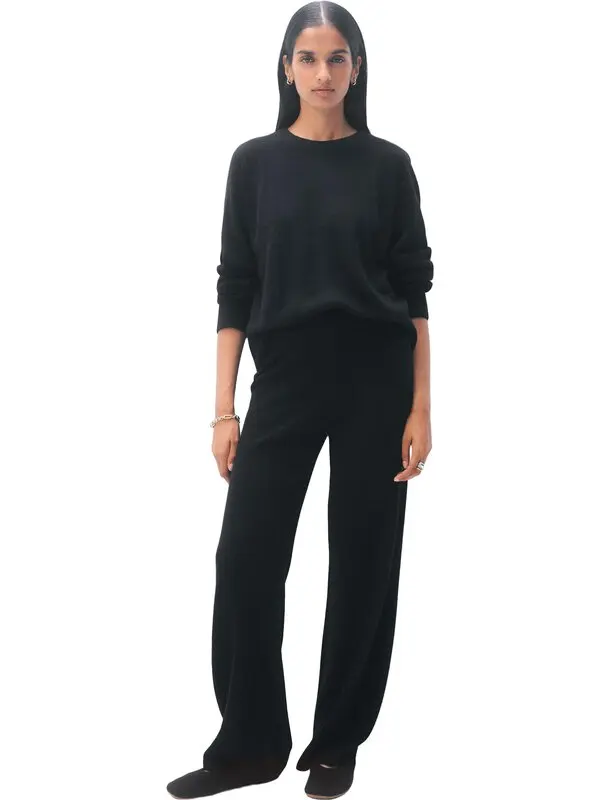 WHITE & WARREN Cashmere Wide Leg Pant In Size - Black