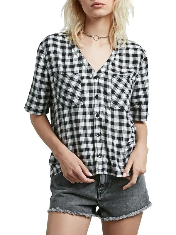 Volcom Pick It Up Gingham Top - Black
