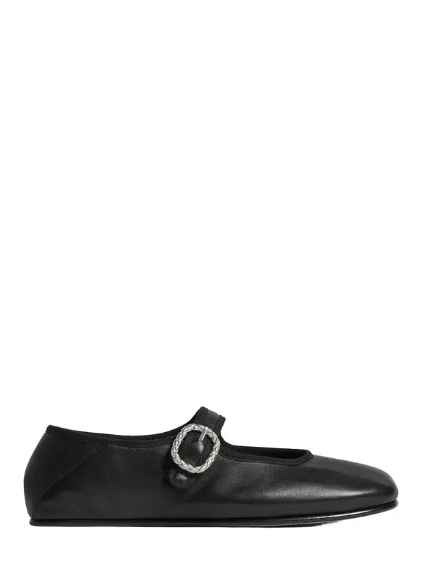 Bottega Veneta Veneziana Mary-jane Ballerina - Black