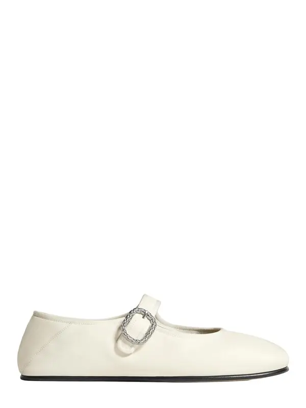Bottega Veneta Veneziana Mary-jane Ballerina - Alabaster