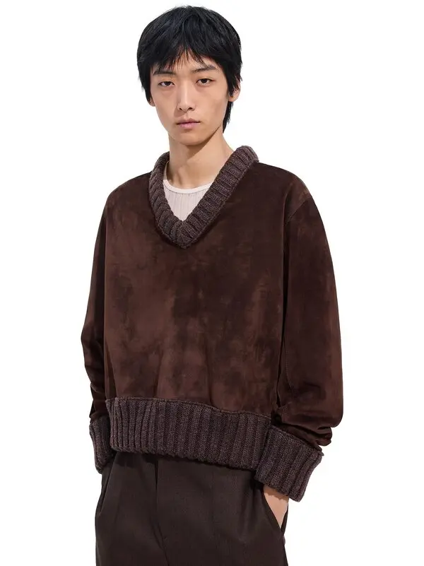 Bottega Veneta Suede Leather Sweater - Chocolate