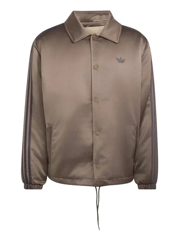 Adidas 3 Stripes Satin Padded Jacket Brown - Branch