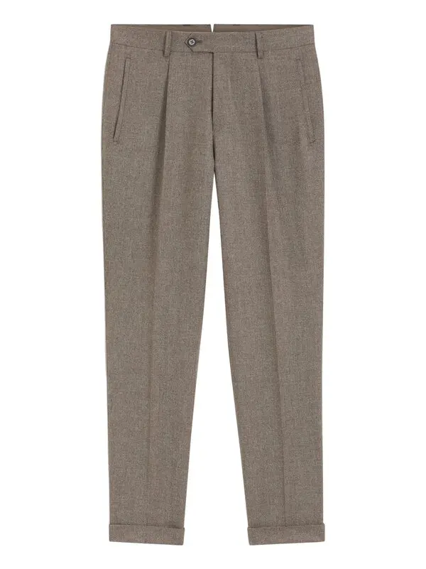 BOSS Tapered-fit Pants In Herringbone Virgin Wool And Cashmere - Light Green