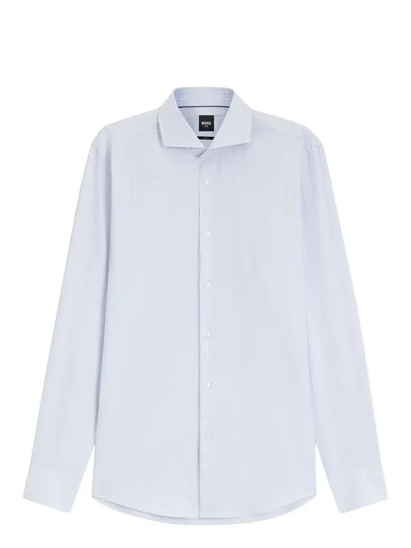BOSS Slim-fit Shirt In Wrinkle-resistant Structured Cotton - Light Blue