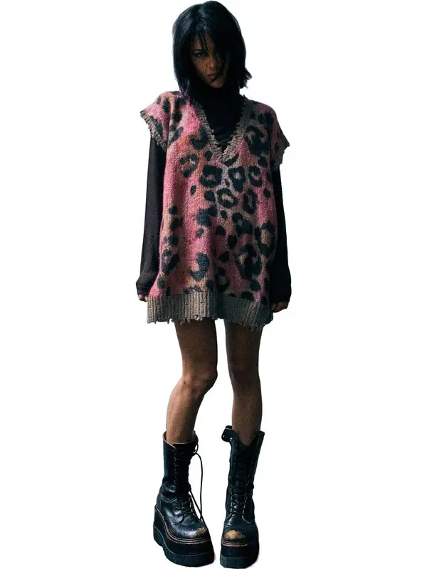 R13 Oversized Sweater Vest Dress - Multi
