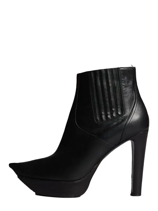 R13 Pointy Toe Platform Heeled Boot - Black