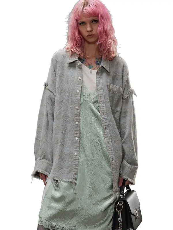 R13 Shredded Seam Drop Neck Shirt - Multi