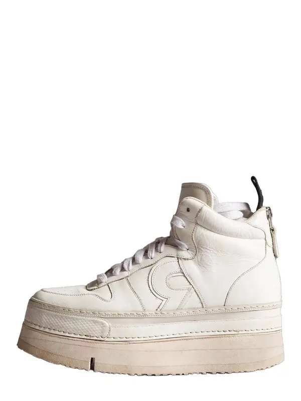 R13 Riot Leather High Top - White Leather