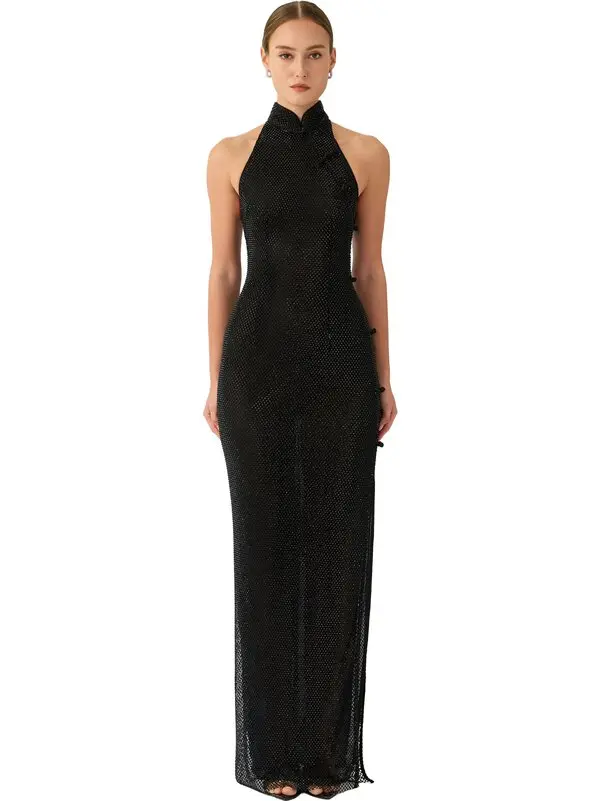 SAU LEE Shao Crystal Dress - Black