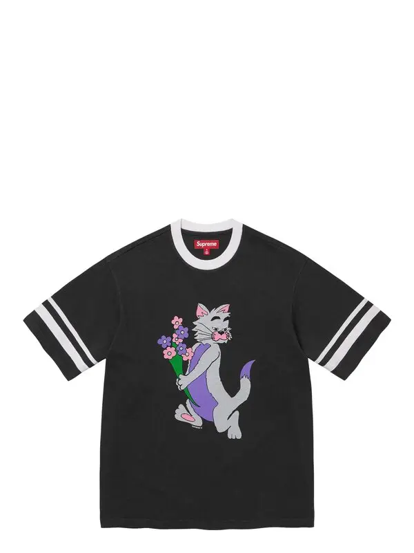 Supreme Glitter Cat Short-sleeve Top - Black