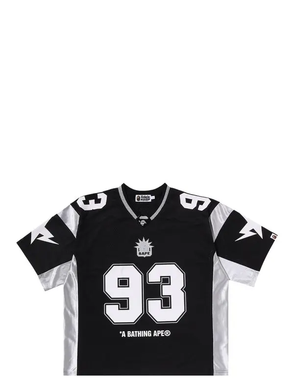 A BATHING APE Solid Camo Jacquard Mesh Cropped Fit Jersey - Black