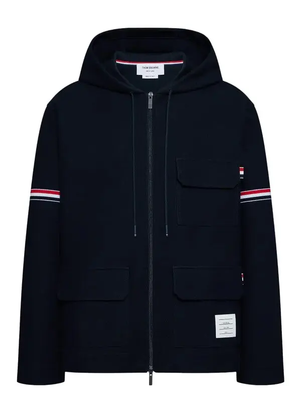 Thom Browne Double Face Tech Twill Oversized Zip Up Parka 'navy - Blue