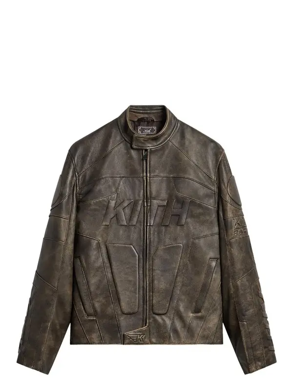 Kith Vintage Leather Wayne Moto Jacket 'clever - Brown