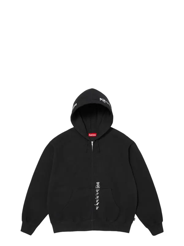 Supreme God Over Money Zip Up Hooded Sweatshirt - Black